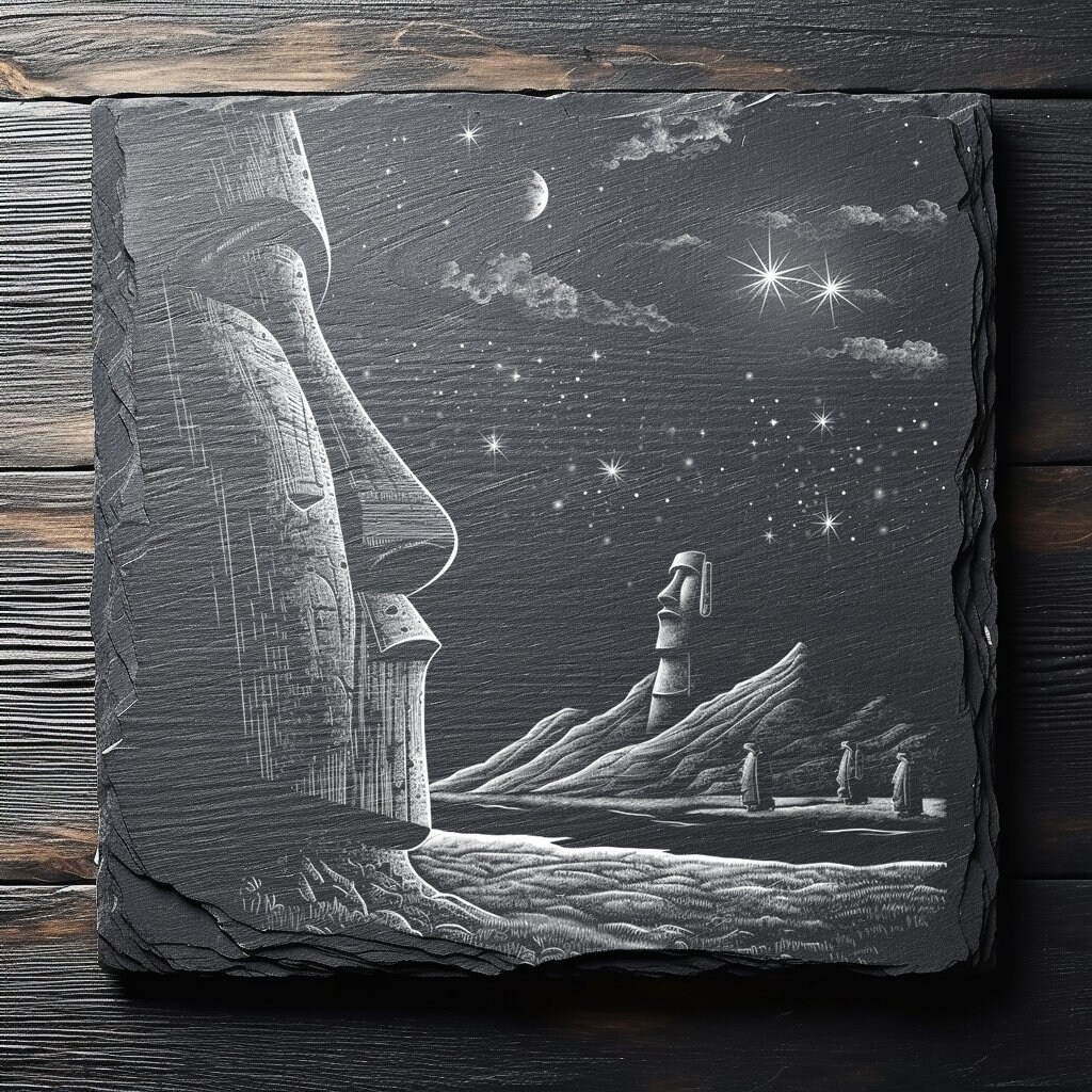 Moai Statue Easter Island Stone Laser Engraving File Slate PNG Coaster ...