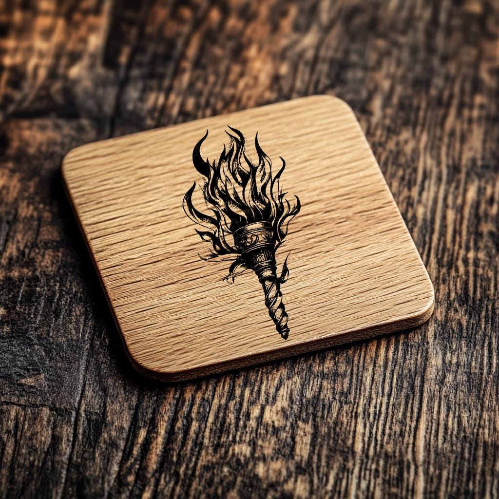 Ancient Torch Light Fire Flame Laser File Wood Engraving PNG Kitchen ...