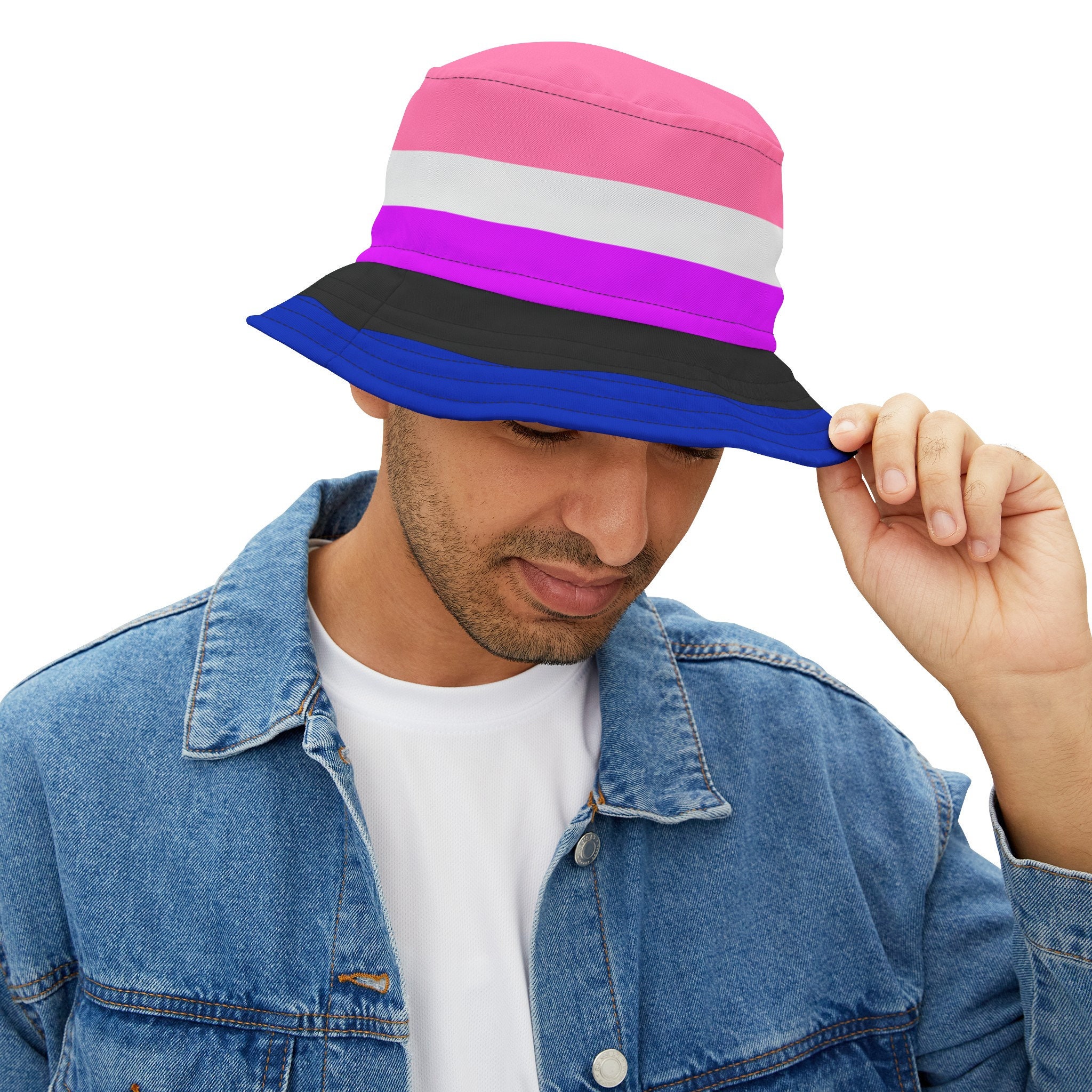 Genderfluid Pride Flag Bucket Hat - Genderqueer Sunhat - Non-binary ...