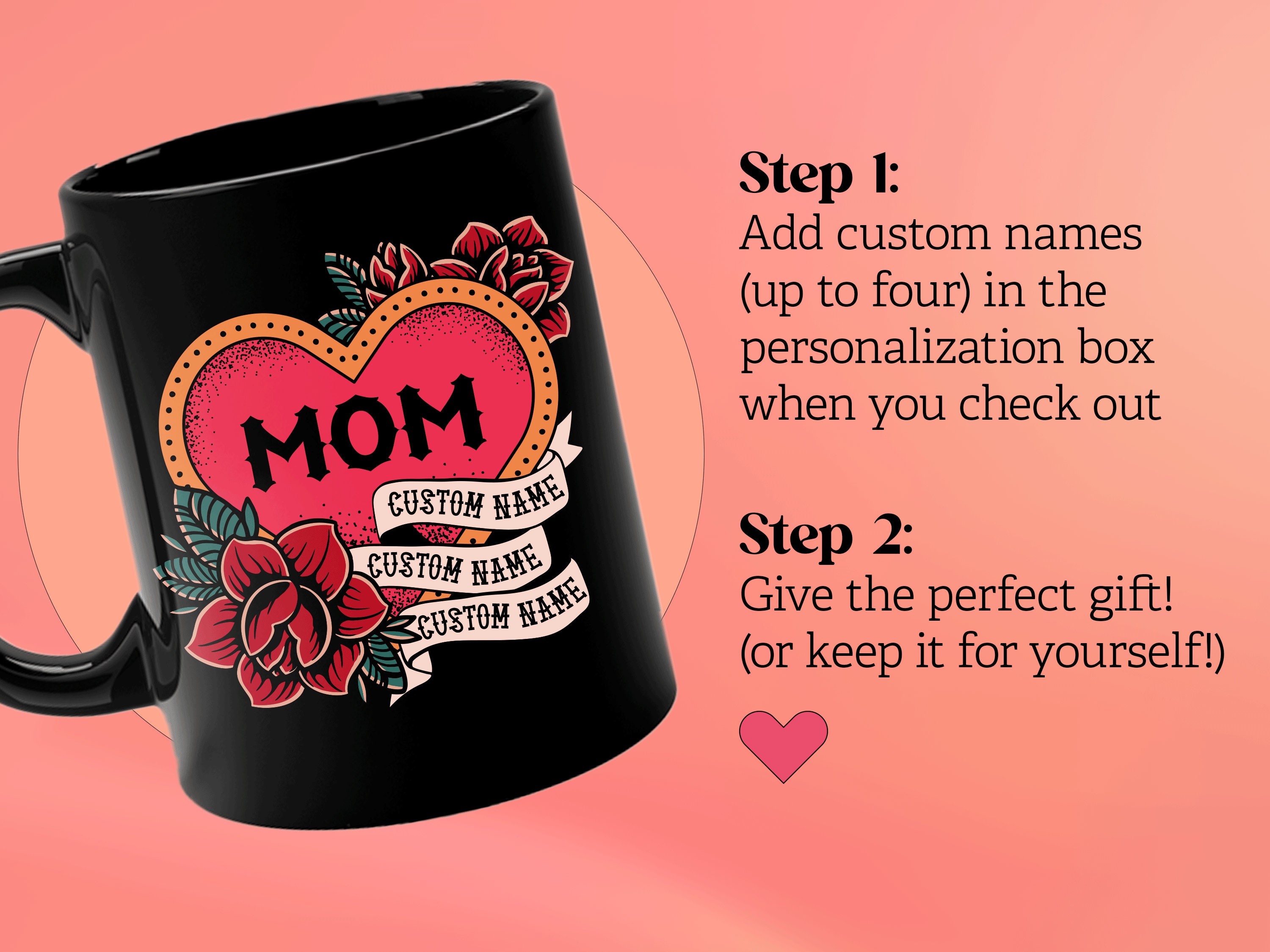 Personalized MOM Tattoo Mug - Custom Valentines or Mother’s Day Gift - Etsy