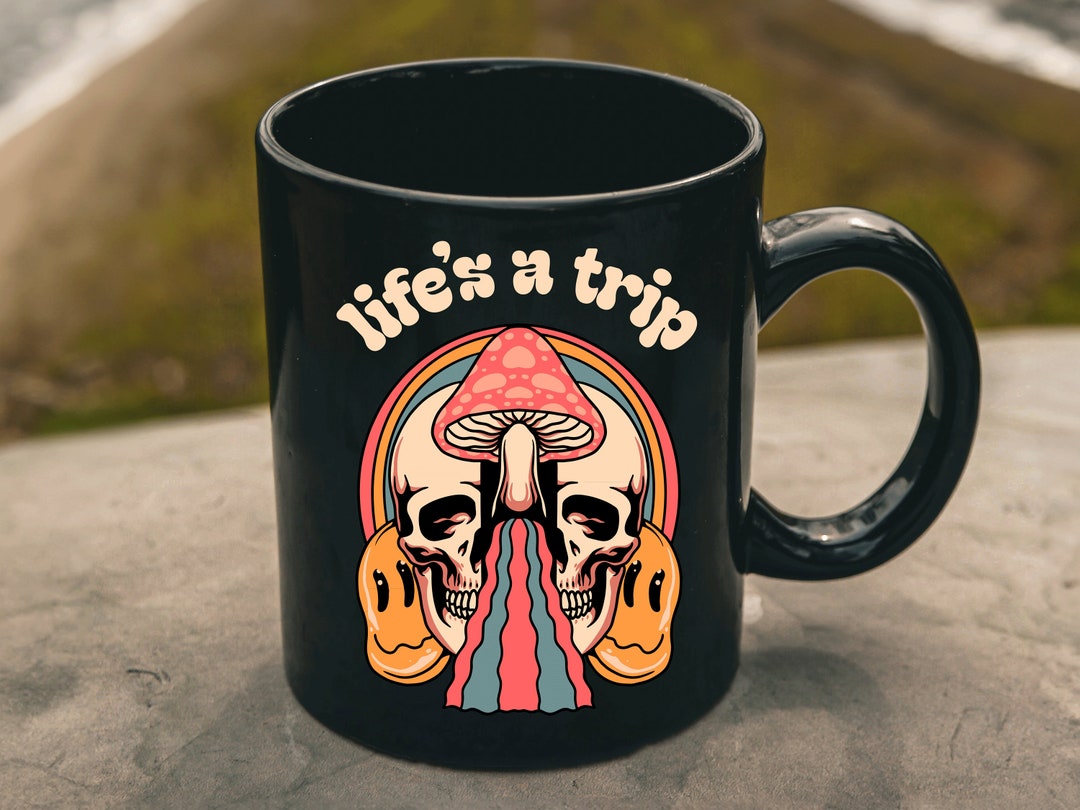 Magic Mushroom Mug - Trippy Skull Coffee Cup - Psychedelic Drinkwear ...