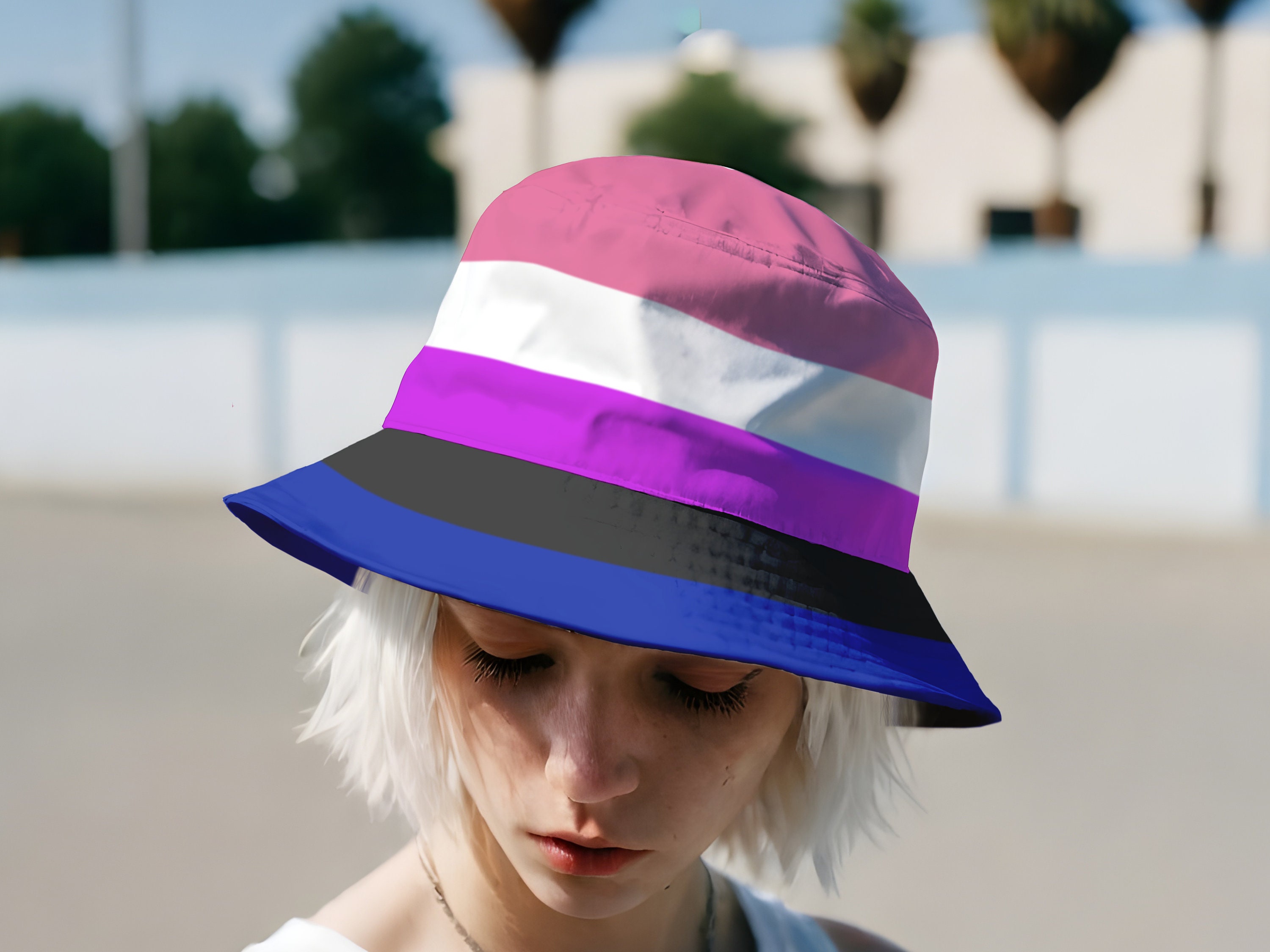 Genderfluid Pride Flag Bucket Hat - Genderqueer Sunhat - Non-binary ...