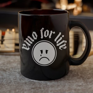 Emo for Life Ceramic Mug - Music Lover Gift Under 20 - Sad Face Coffee ...
