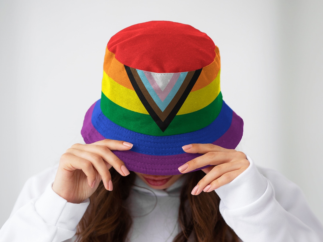 Progressive Pride Flag Bucket Hat - Inclusive Rainbow Festival Sunhat ...