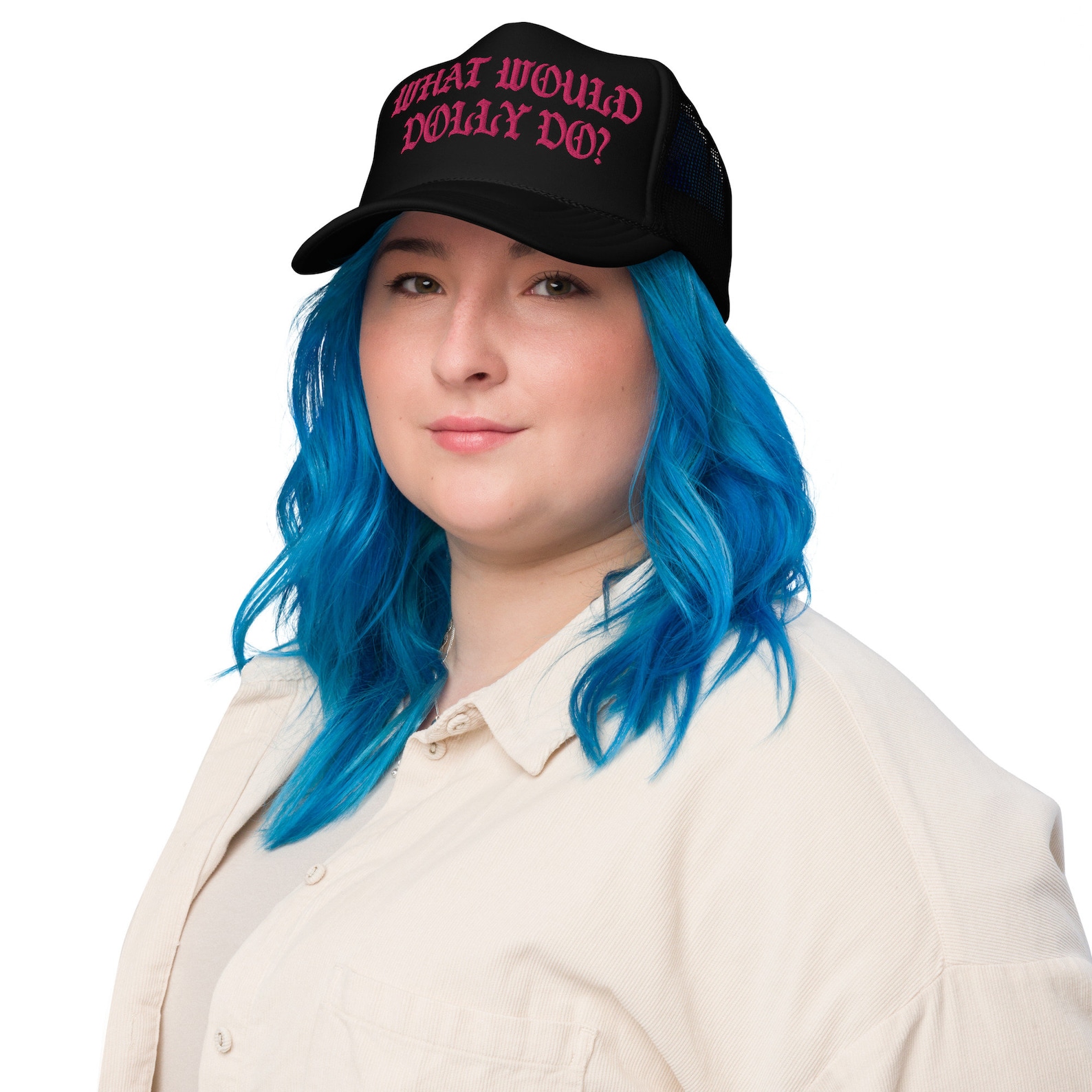 What Would Dolly Do Trucker Hat - Pink Embroidered Gothic Quote Cap ...