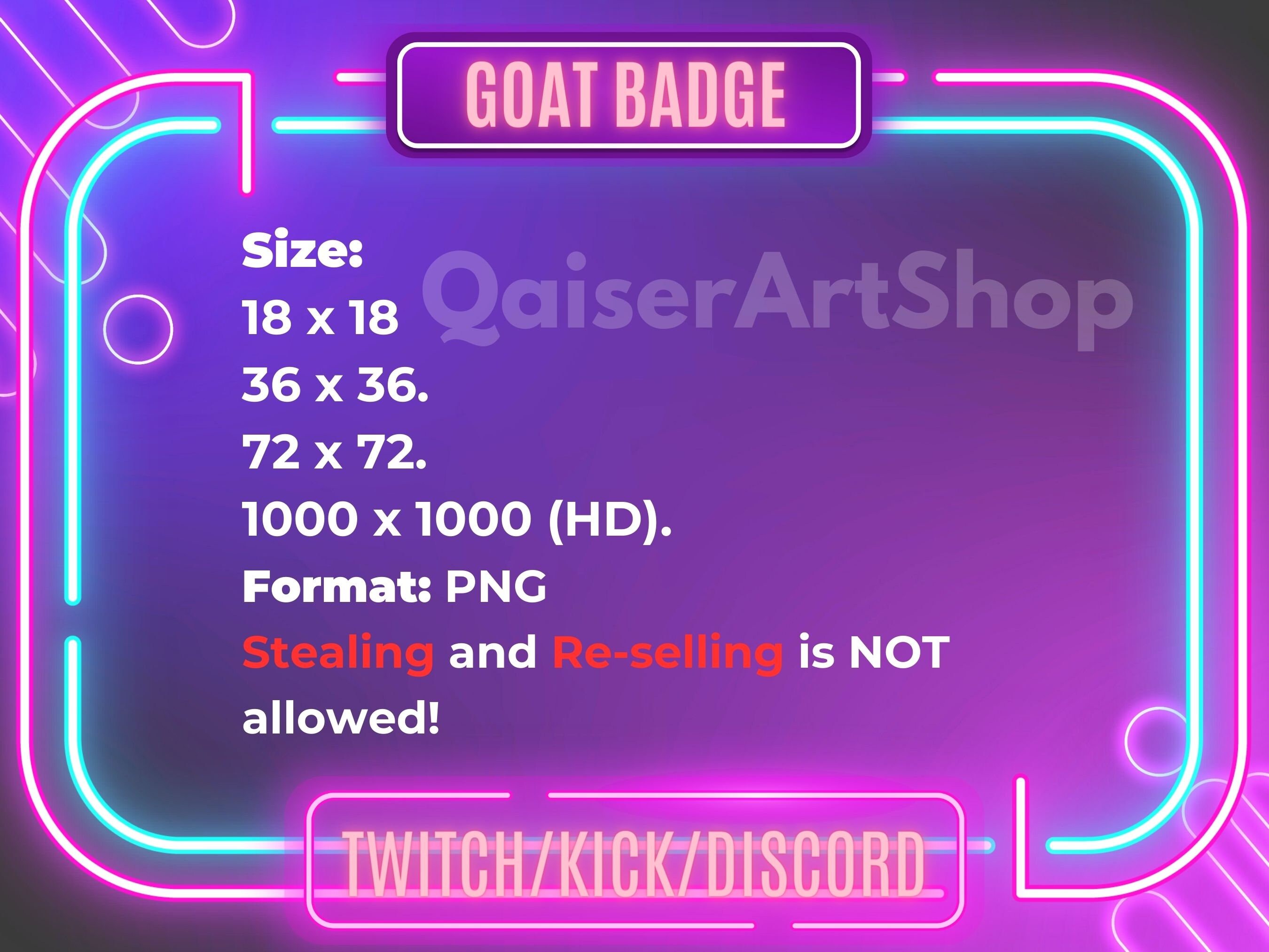 Goat Badges for Twitch or Discord Streamers, 6-badge Pack Featuring ...