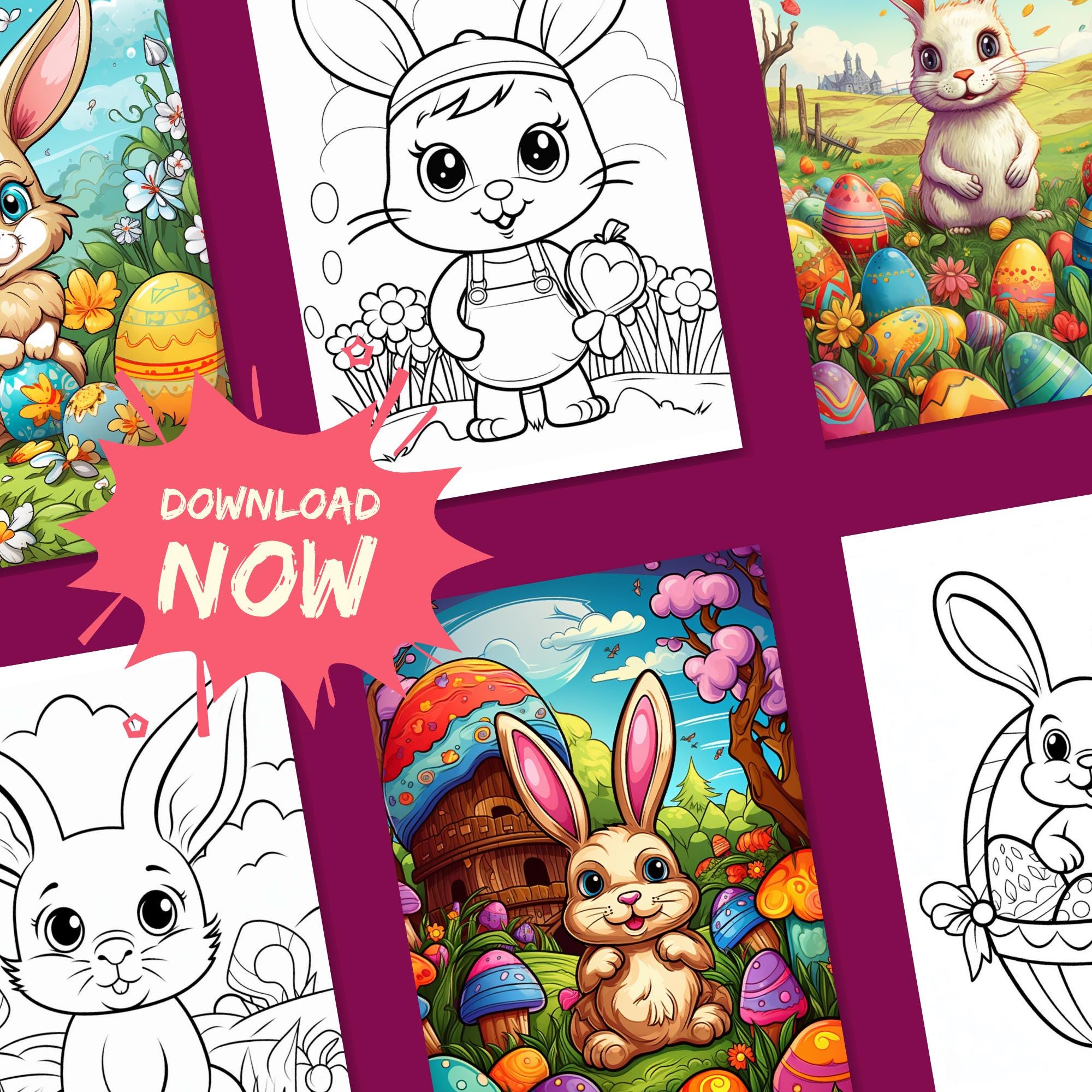Easter Coloring Pages, 100 Cute and Whimsical Spring Illustrations With ...