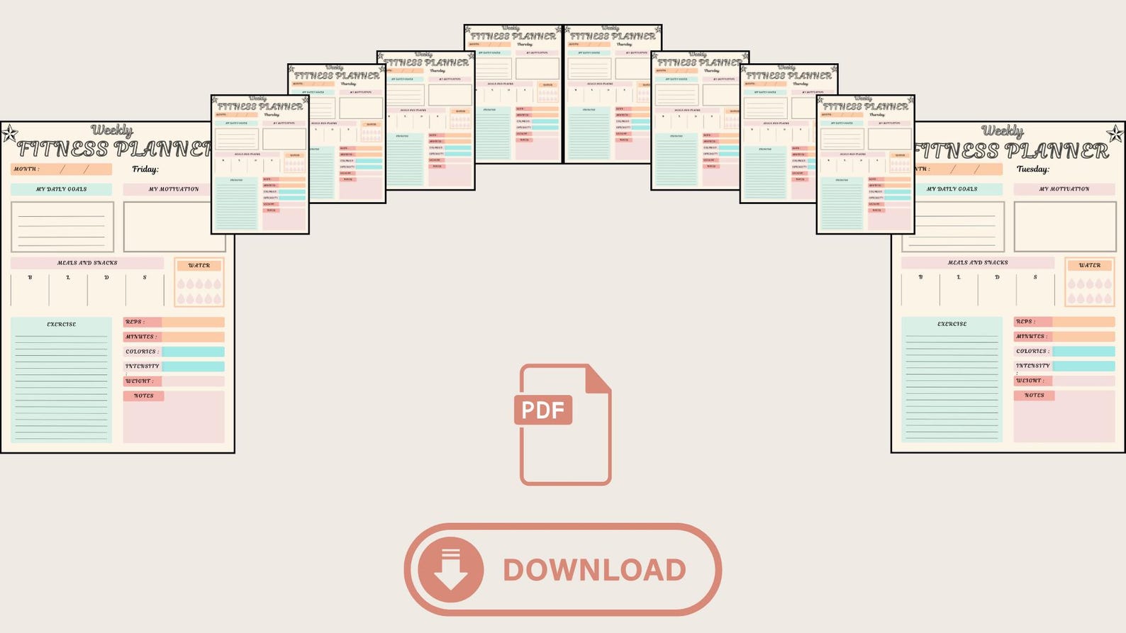 Weekly Fitness Planner Printable, Simple Fitness Plan, Instant Download ...