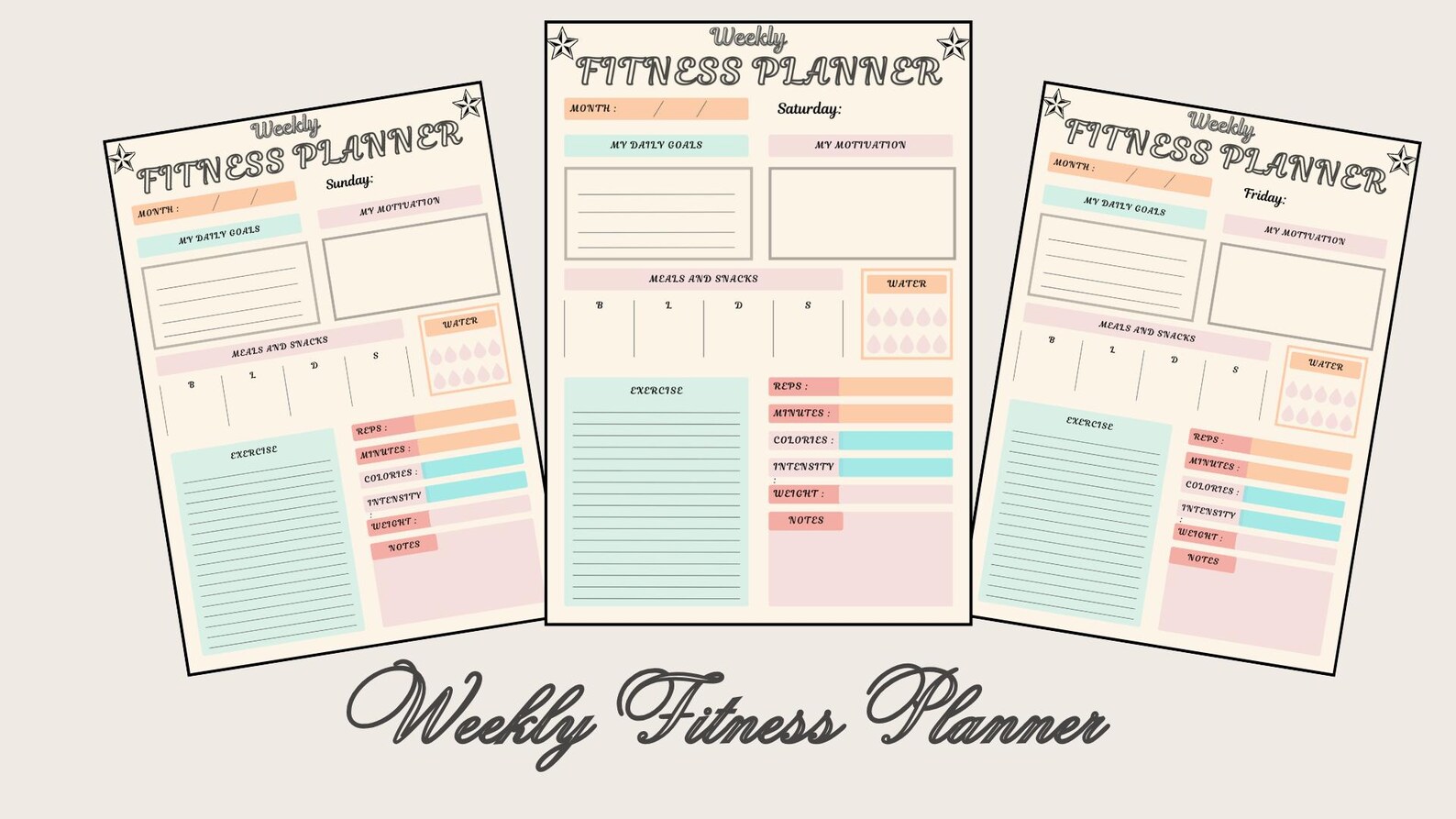 Weekly Fitness Planner Printable, Simple Fitness Plan, Instant Download ...