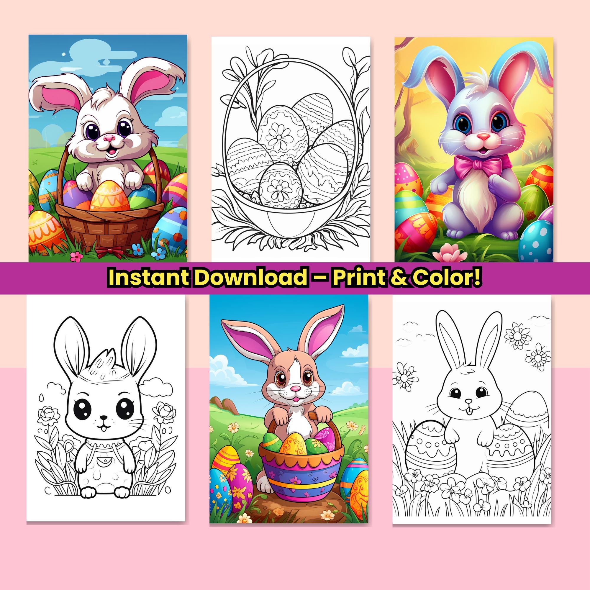 Easter Coloring Pages, 100 Cute and Whimsical Spring Illustrations With ...