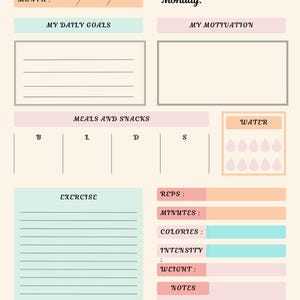 Weekly Fitness Planner Printable, Simple Fitness Plan, Instant Download ...