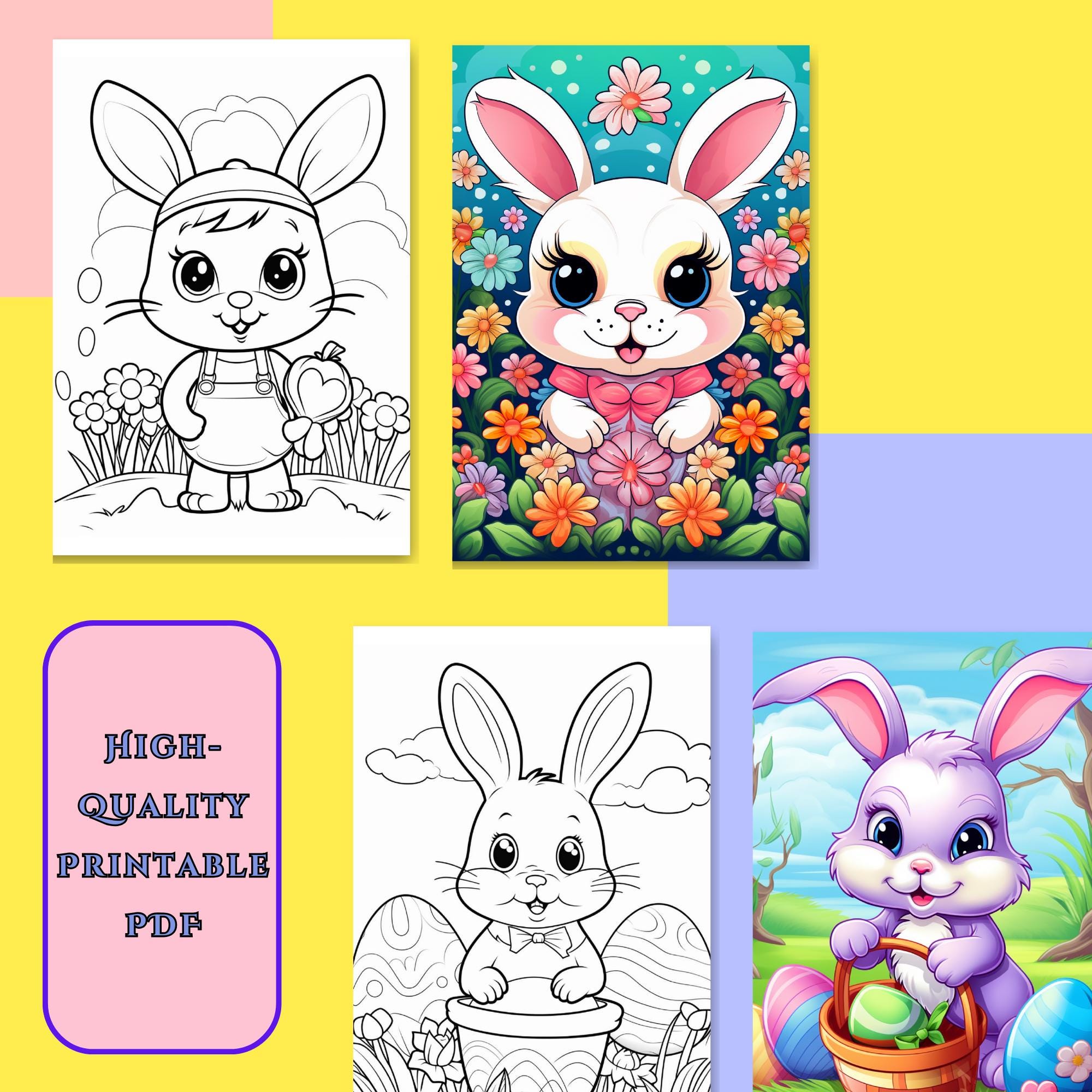 Easter Coloring Pages, 100 Cute and Whimsical Spring Illustrations With ...