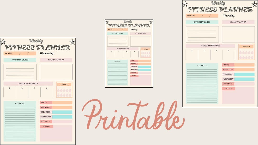 Weekly Fitness Planner Printable, Simple Fitness Plan, Instant Download ...