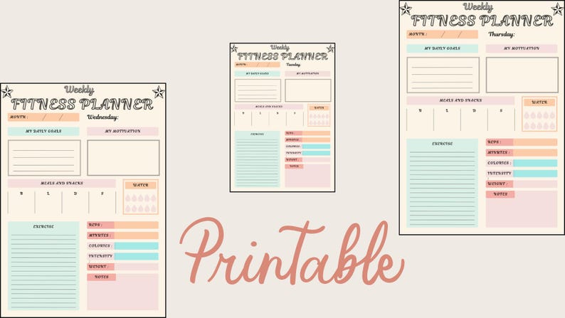 Weekly Fitness Planner Printable, Simple Fitness Plan, Instant Download ...