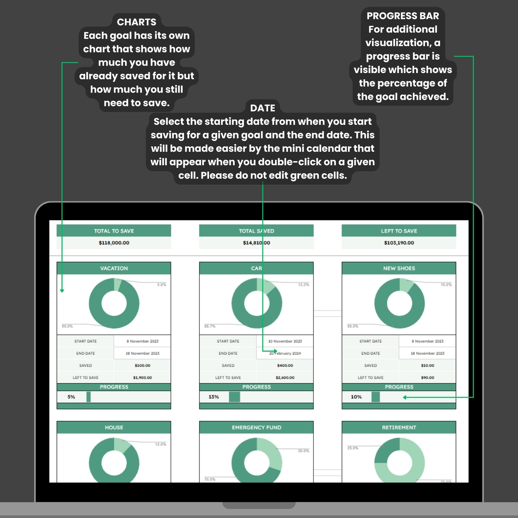 Savings Tracker Google Sheets Budget Planner, Budget Template, Budget ...