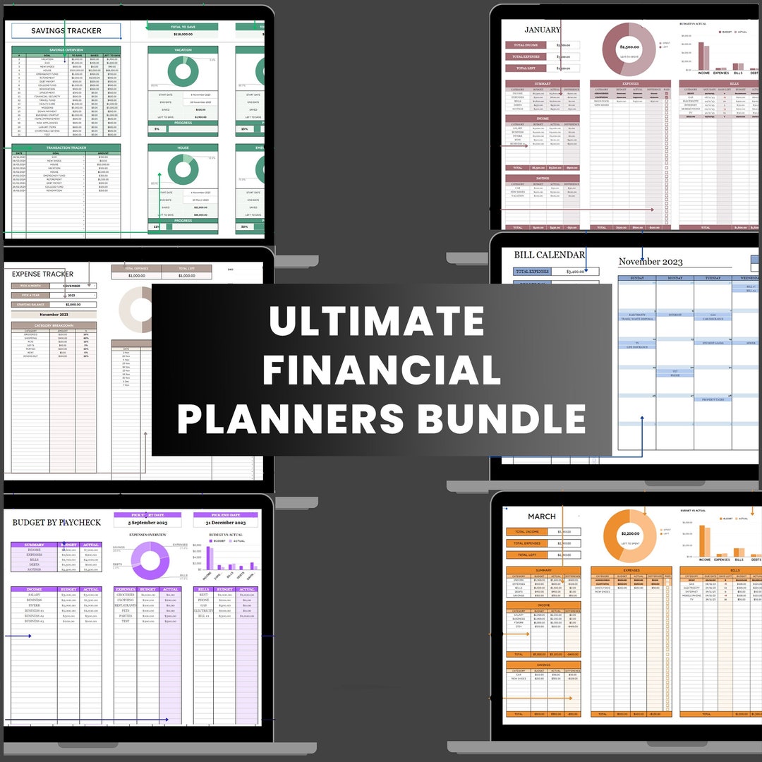Ultimate Financial Spreadsheets Bundle, Google Sheets Budget Monthly Budget Financial Planner ...