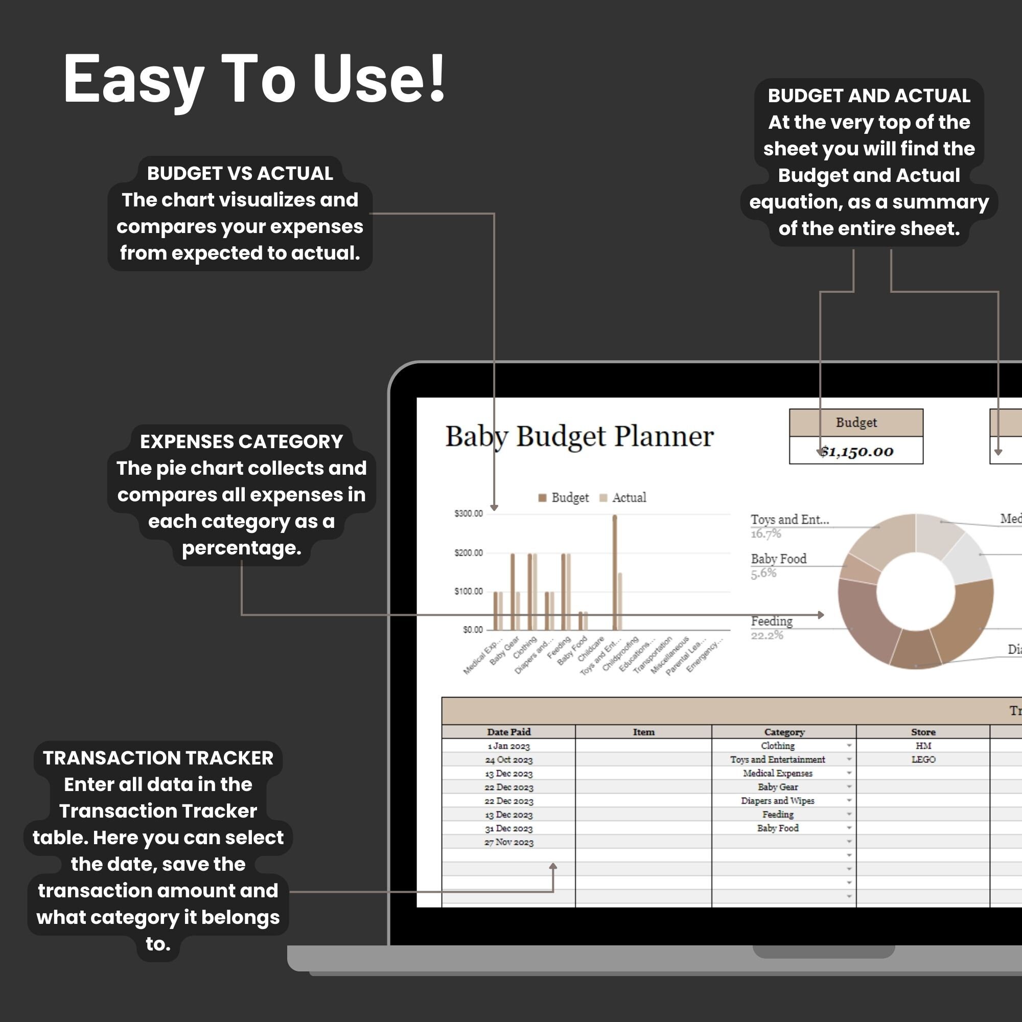 Baby Budget Digital Template, Baby Essentials, Baby Spreadsheet, Budget ...