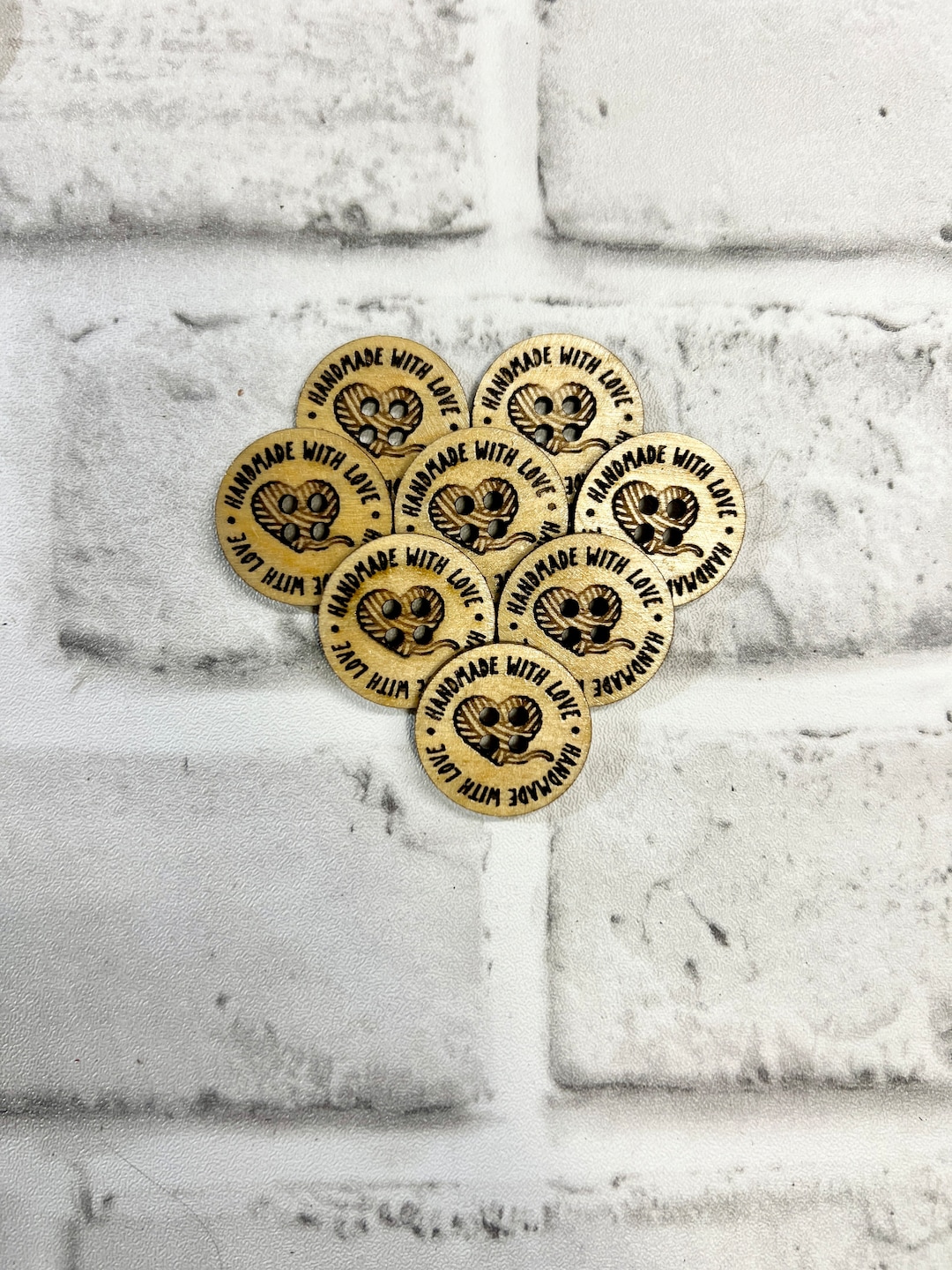 Pom-pom Button, Removable Pom-pom, Product Tag, Wood Custom Tag, Wood ...