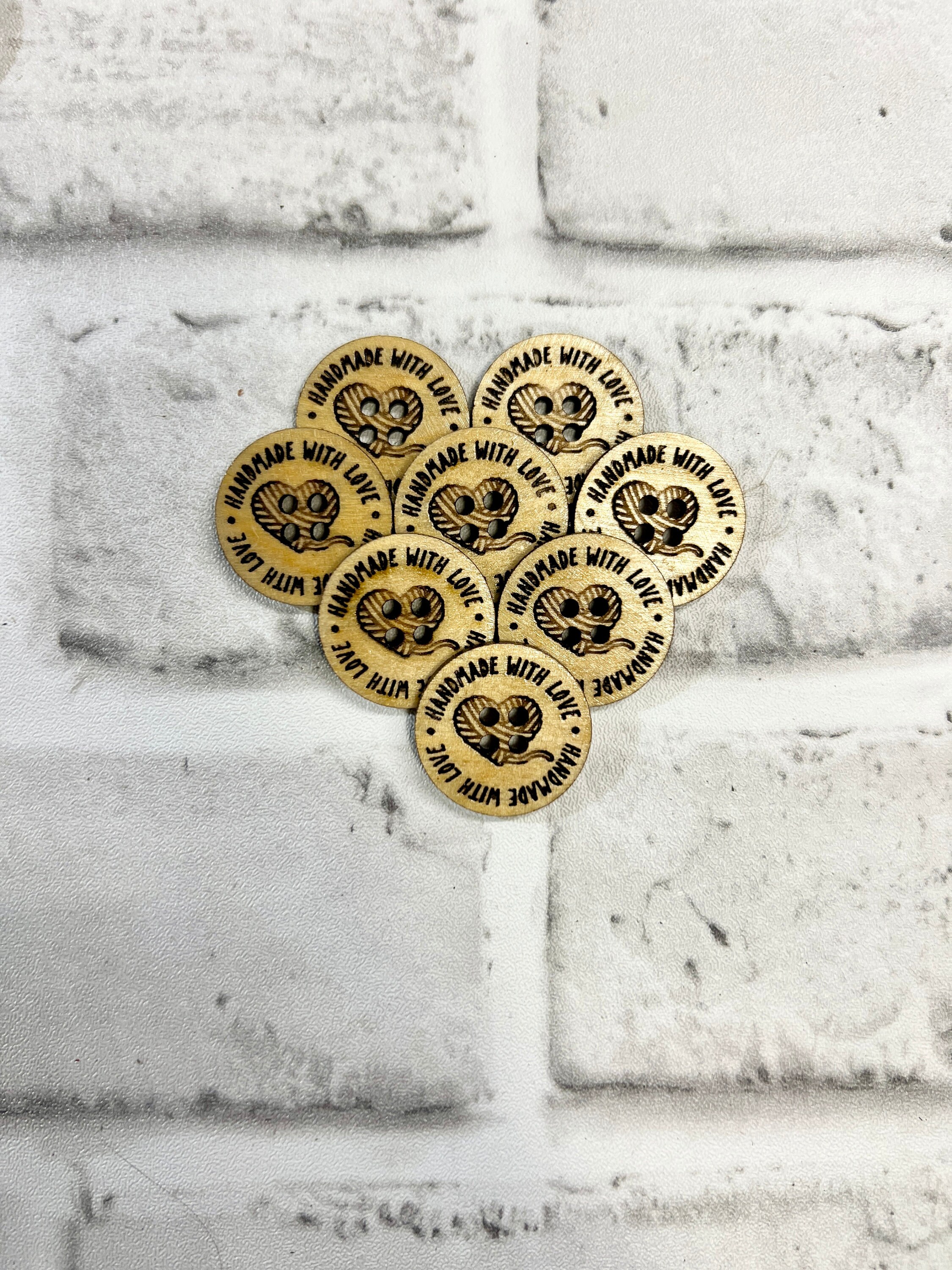 Pom-pom Button, Removable Pom-pom, Product Tag, Wood Custom Tag, Wood ...