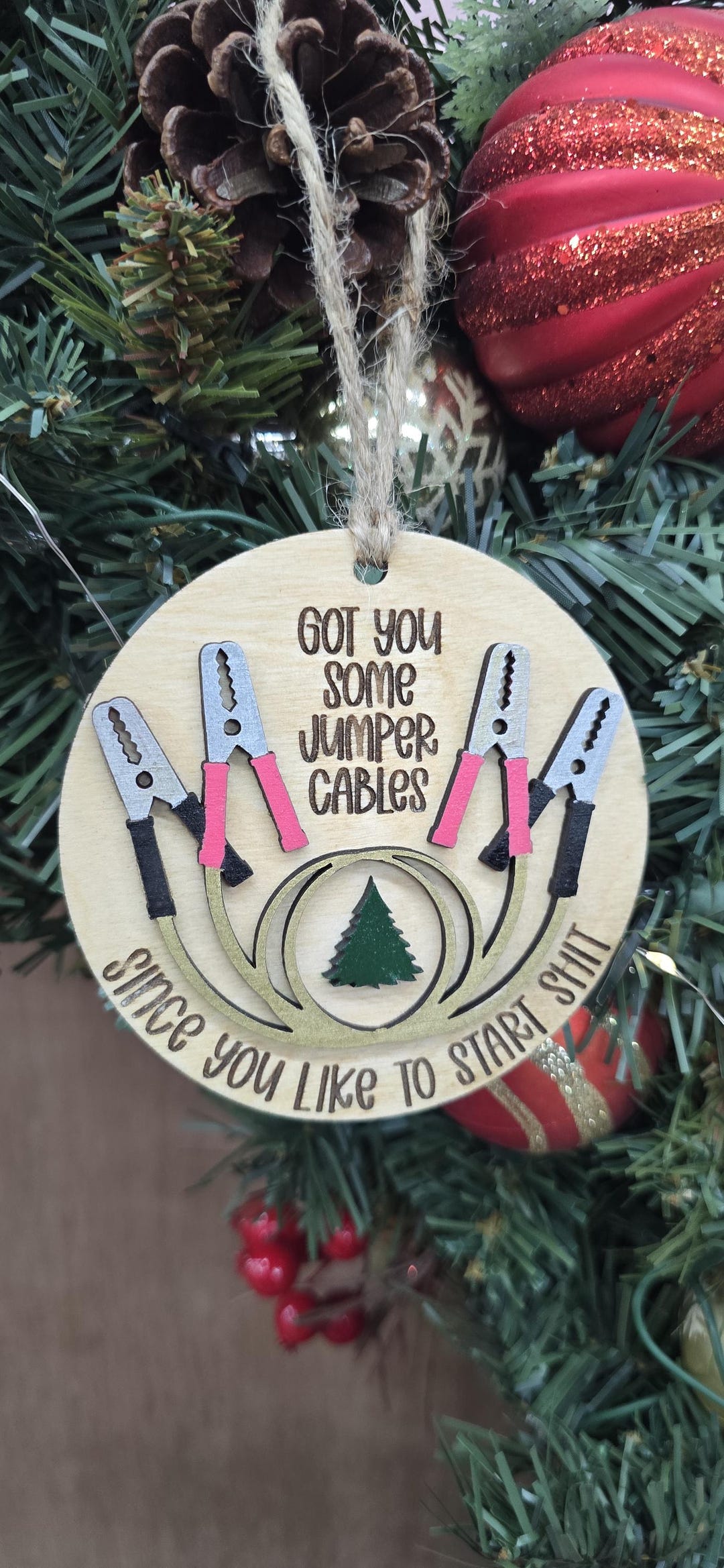 Jumper Cable Ornament, Funny Christmas Ornament, Funny Jumper Cable ...
