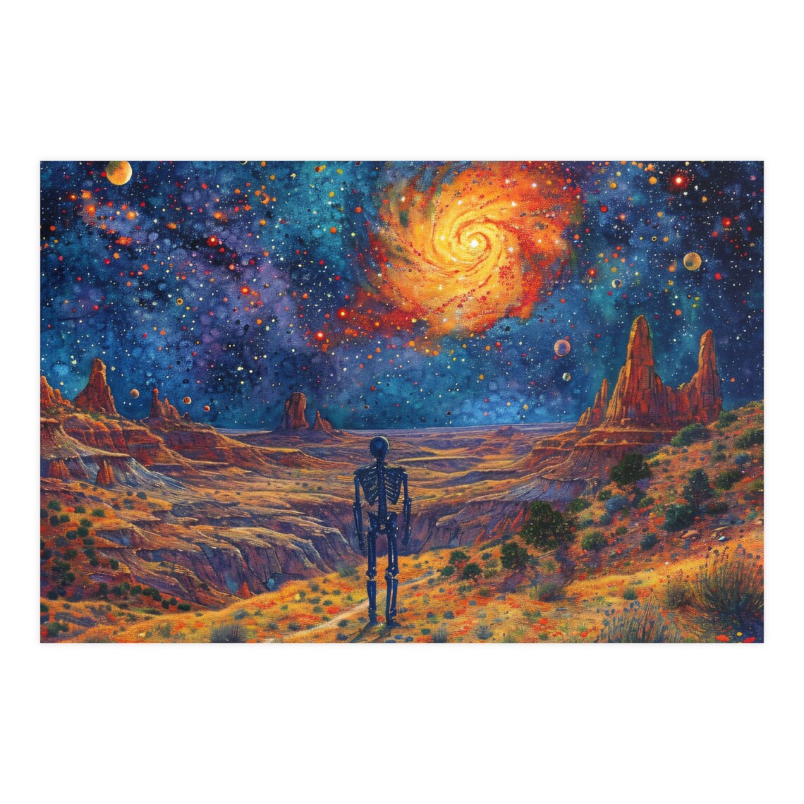 Weary Traveller Matte Art Print Starry Night Sky & Solitude Figure Fine ...