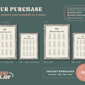 SEATING CHART Template // Funky Dotted Border // Hand Drawn ...
