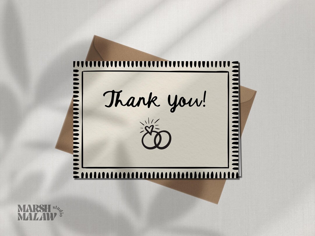 THANK YOU CARD Template // Funky Dotted Border // Hand Drawn ...