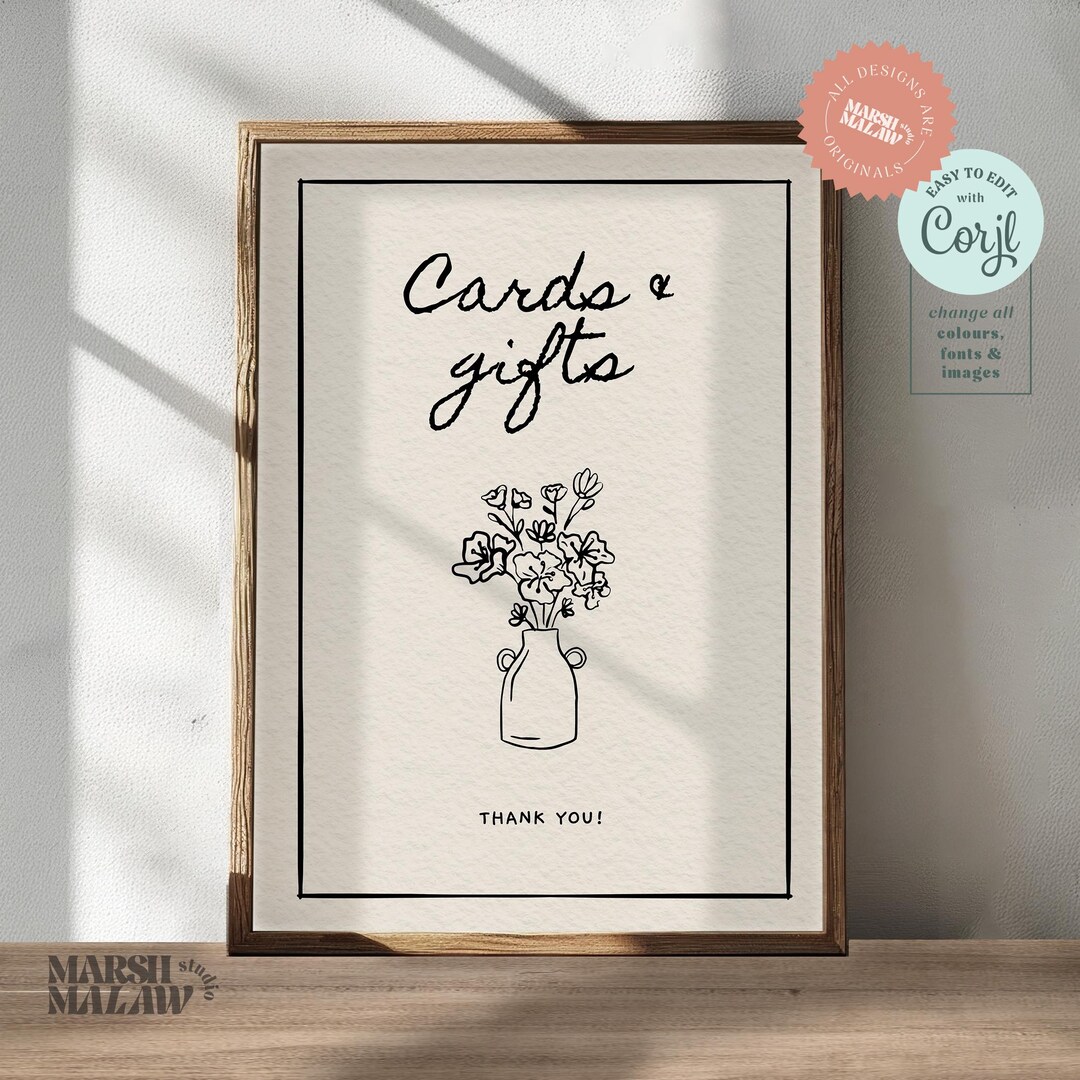 Editable Wedding Gift Table Sign – Printable Minimal Elegant Whimsical ...