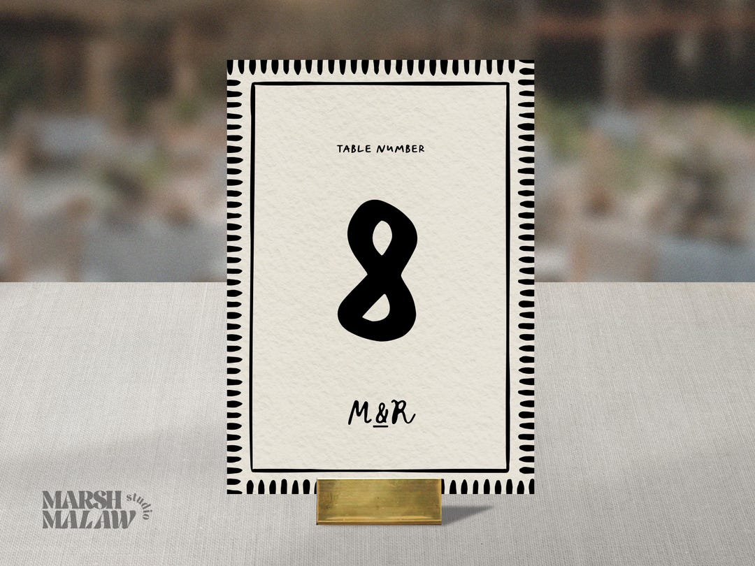 TABLE NUMBERS Template // Funky Dotted Border // Hand Drawn ...