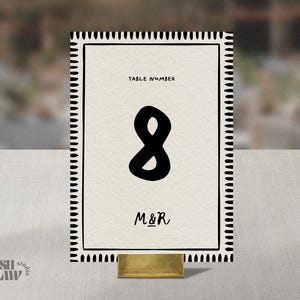 TABLE NUMBERS Template // Funky Dotted Border // Hand Drawn ...