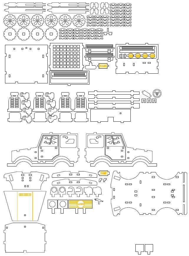 Car Laser Cut Files 3D 3mm Model Puzzle LED Light Dxf Pdf SVG Ai ...