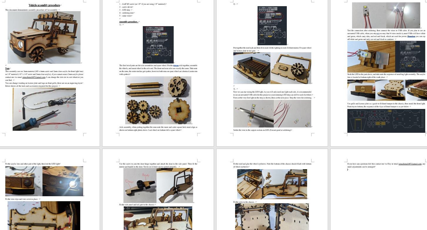 Car Laser Cut Files 3D 3mm Model Puzzle LED Light Dxf Pdf SVG Ai ...