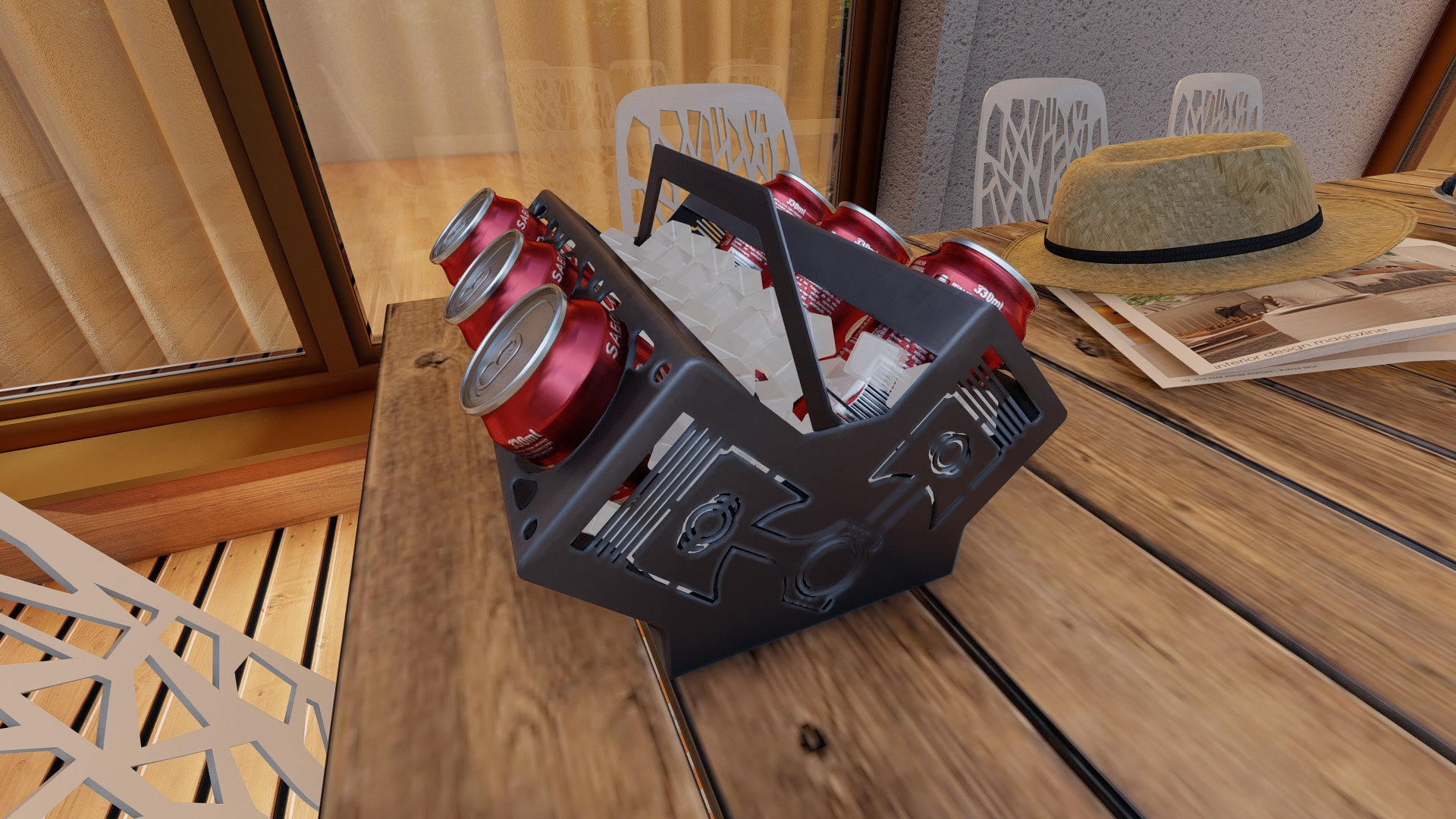 Beer and Soda Holder Engine V6. Digital Product, Files DXF, SVG for CNC ...