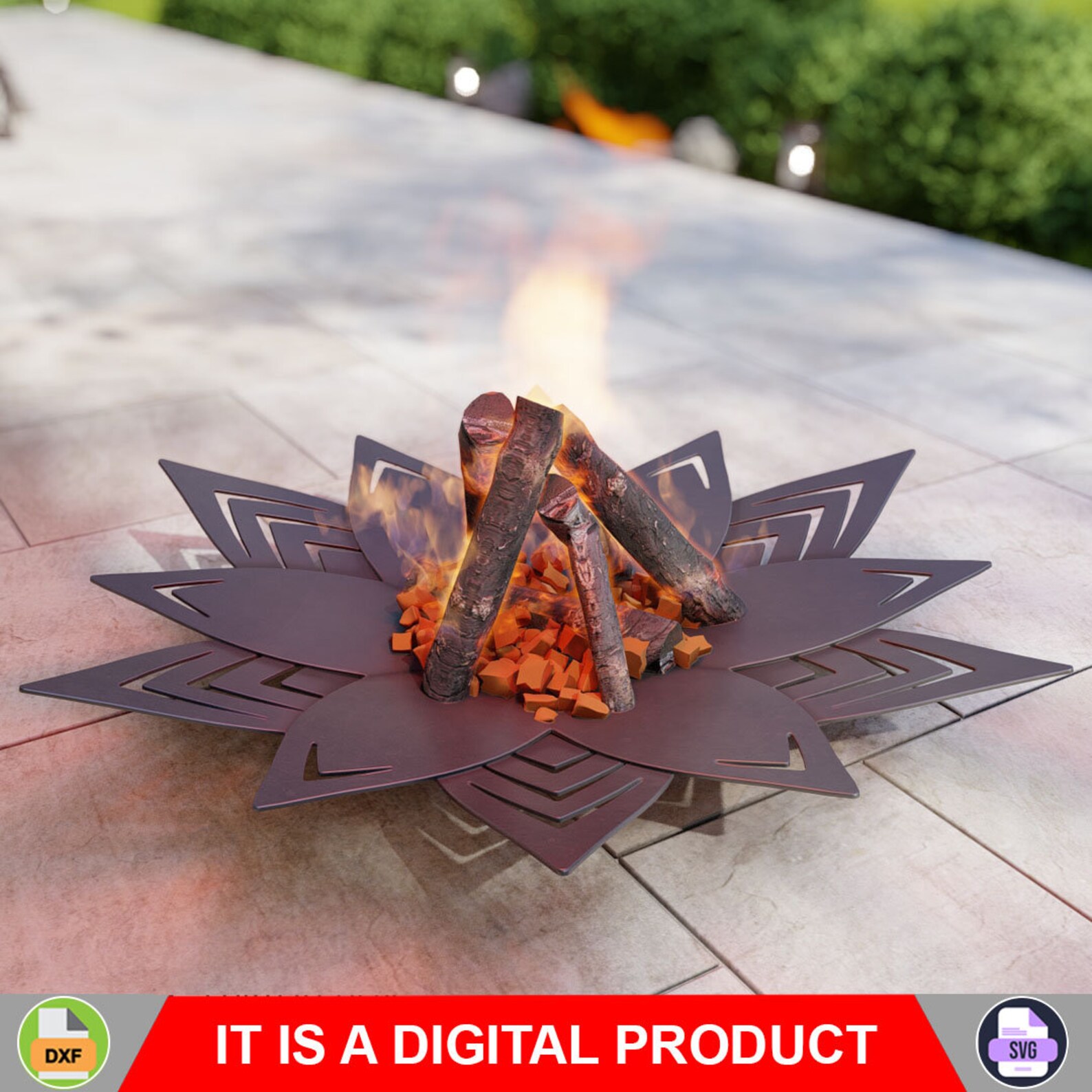 Fire Pit Flower V2. Digital Product, Files DXF, SVG for CNC, Plasma ...