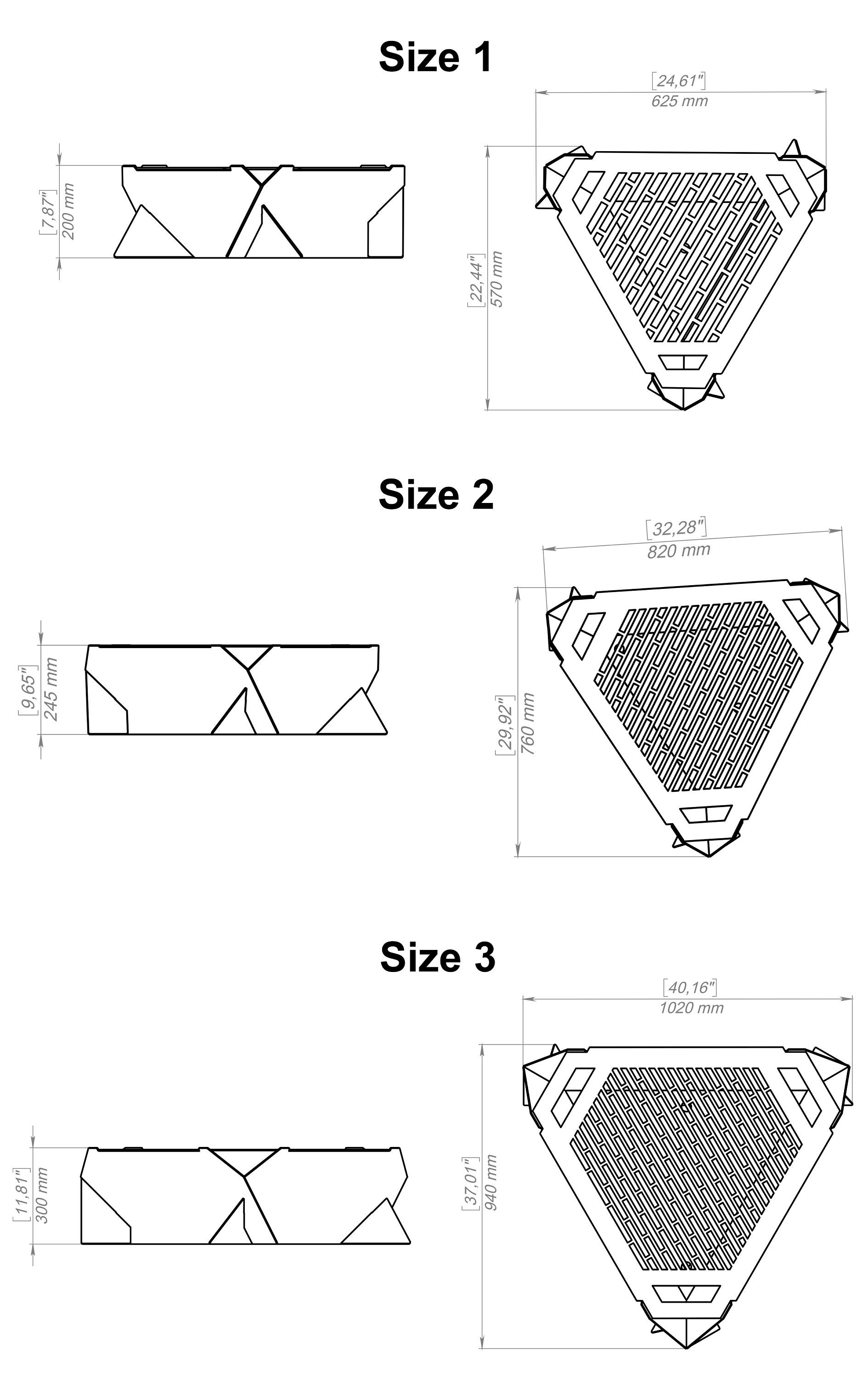 Fire Pit With Grill Triangle 3 Size. Digital Product Files DXF, SVG for ...