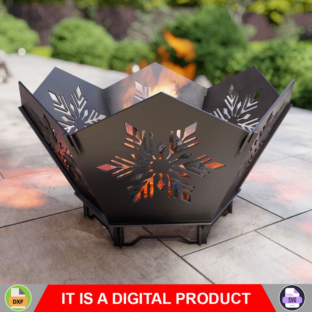 Fire Pit Hex V4 Snowflake. Digital Product, Files DXF, SVG for CNC ...