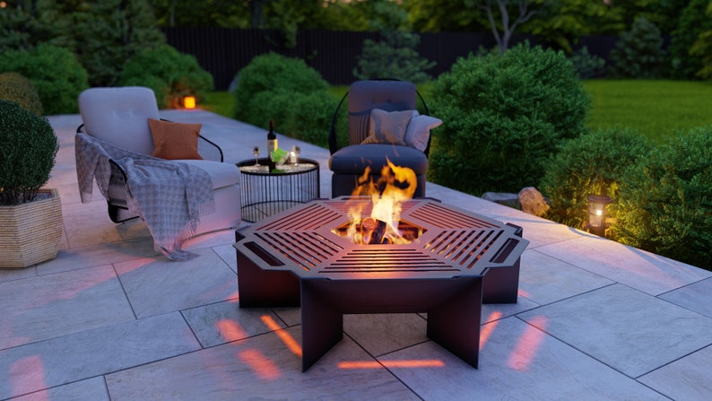 Fire Pit With Grill Hexagon V2. Digital Product, Files DXF, SVG for CNC ...