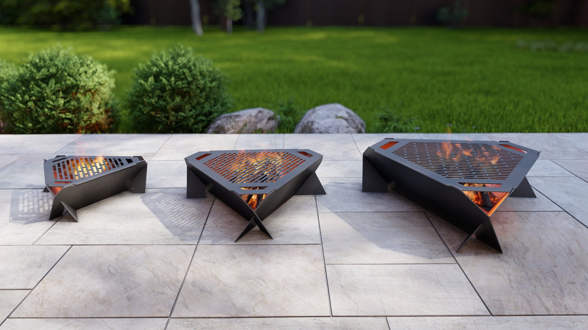 Fire Pit With Grill Triangle 3 Size. Digital Product Files DXF, SVG for ...