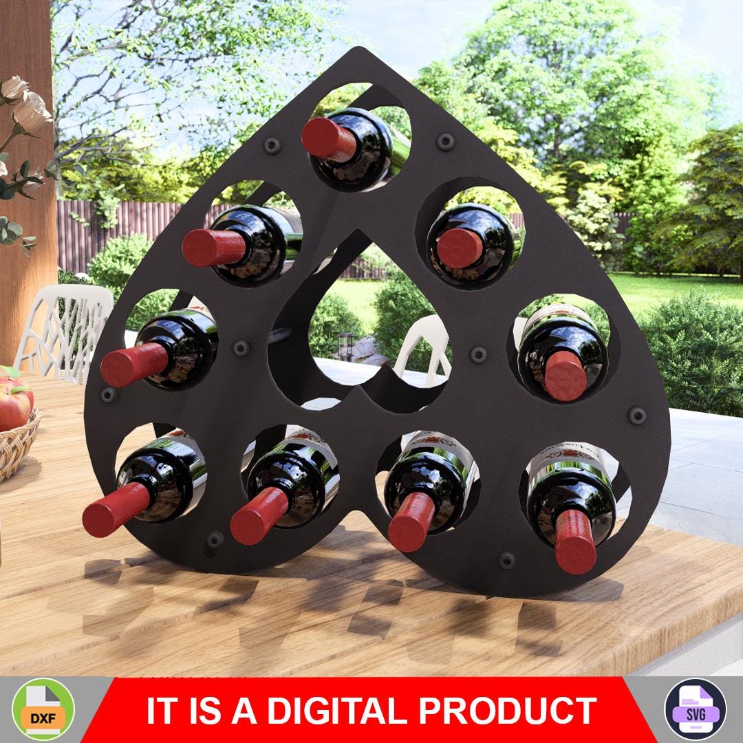 Wine Rack Heart. Digital Product, Files DXF, SVG for CNC, Plasma, Laser ...
