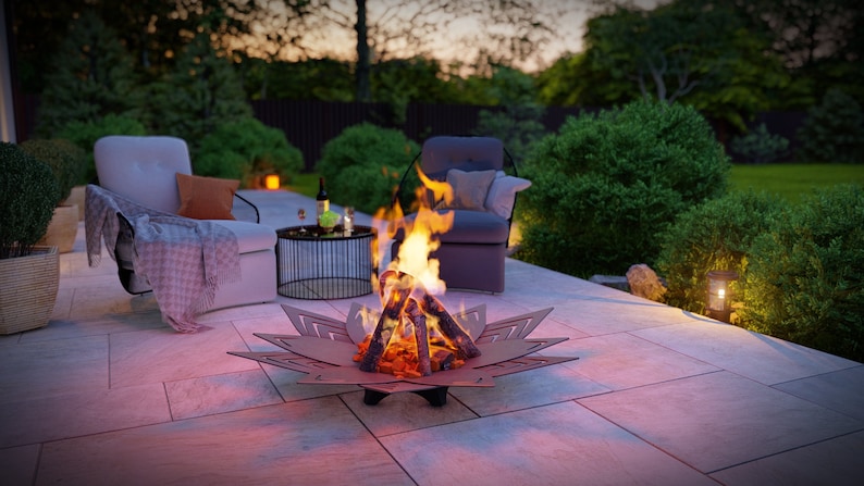Fire Pit Flower V2. Digital Product, Files DXF, SVG for CNC, Plasma ...
