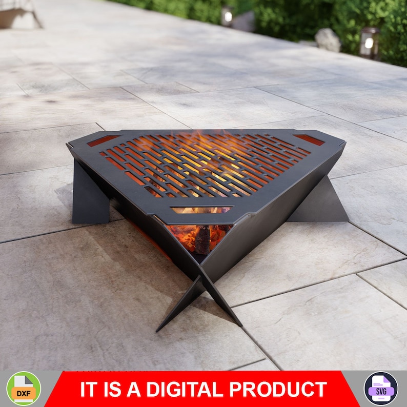 Fire Pit With Grill Triangle 3 Size. Digital Product Files DXF, SVG for ...