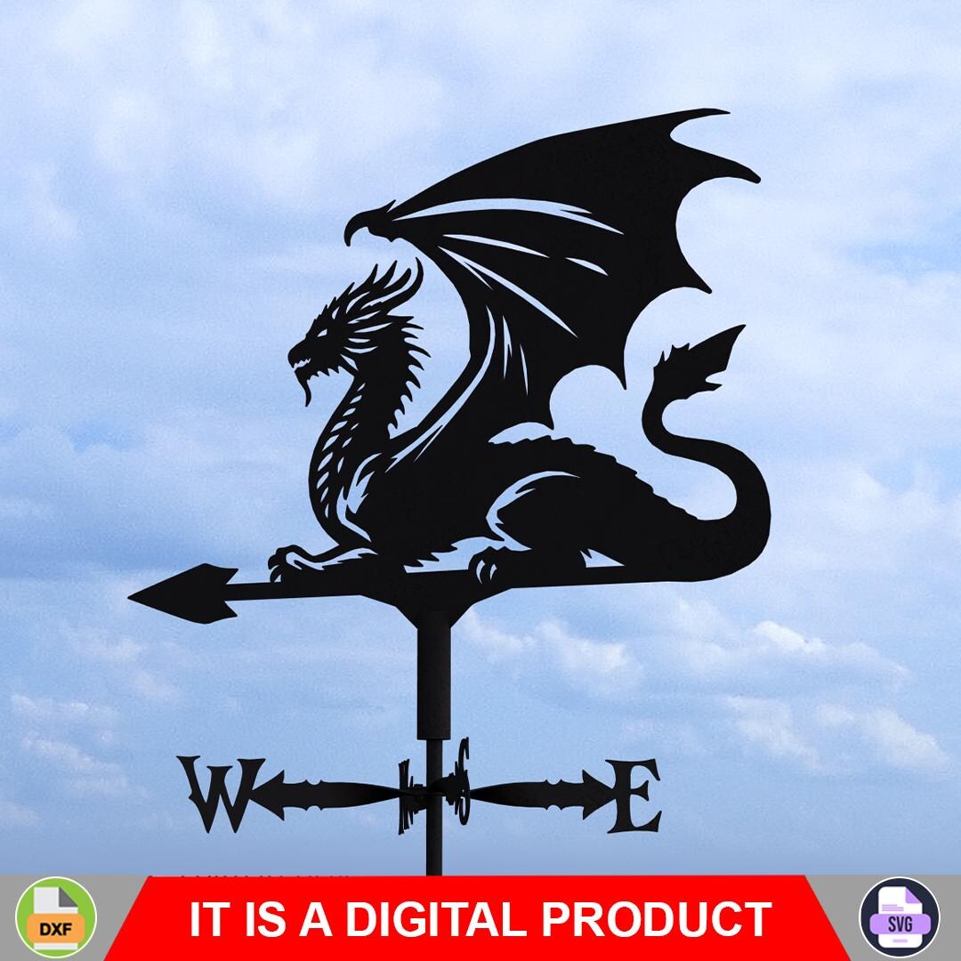 Dragon Weather Vane V2 Three Sizes. Digital Product, Files DXF, SVG for ...