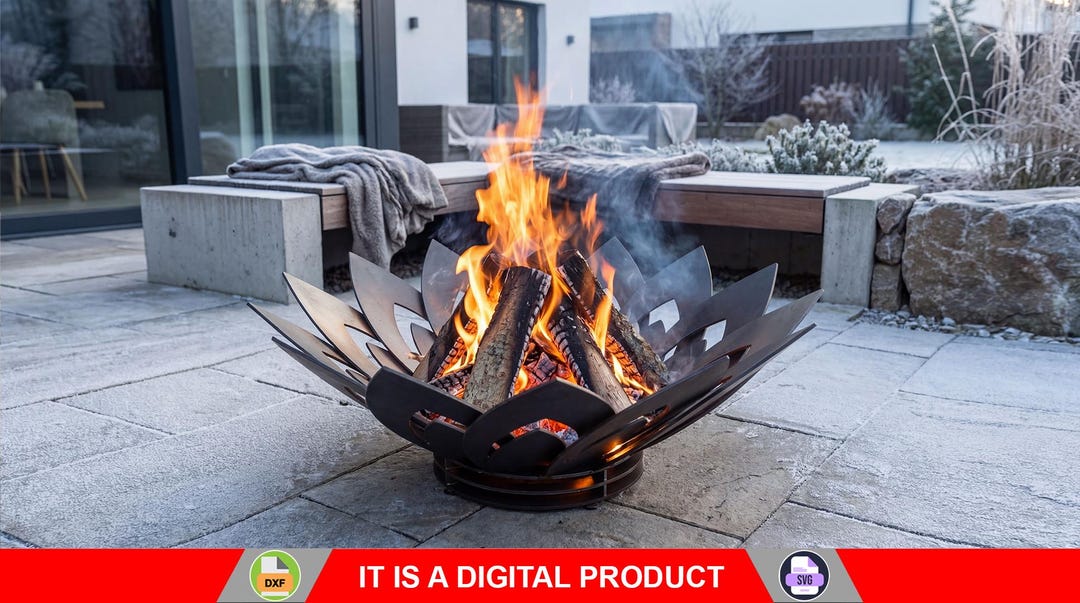 Flower Fire Pit V2. Digital Product, Files DXF, SVG for CNC, Plasma ...