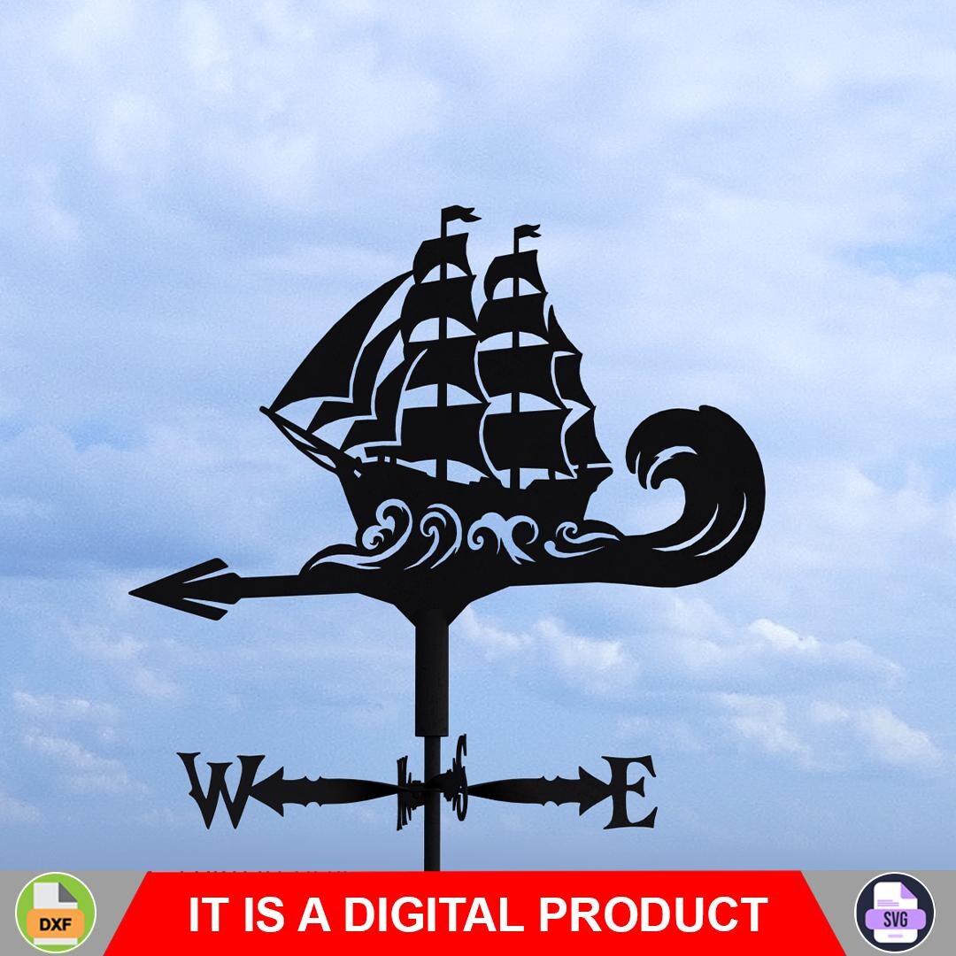 Ship Weather Vane Three Sizes. Digital Product, Files DXF, SVG for CNC ...