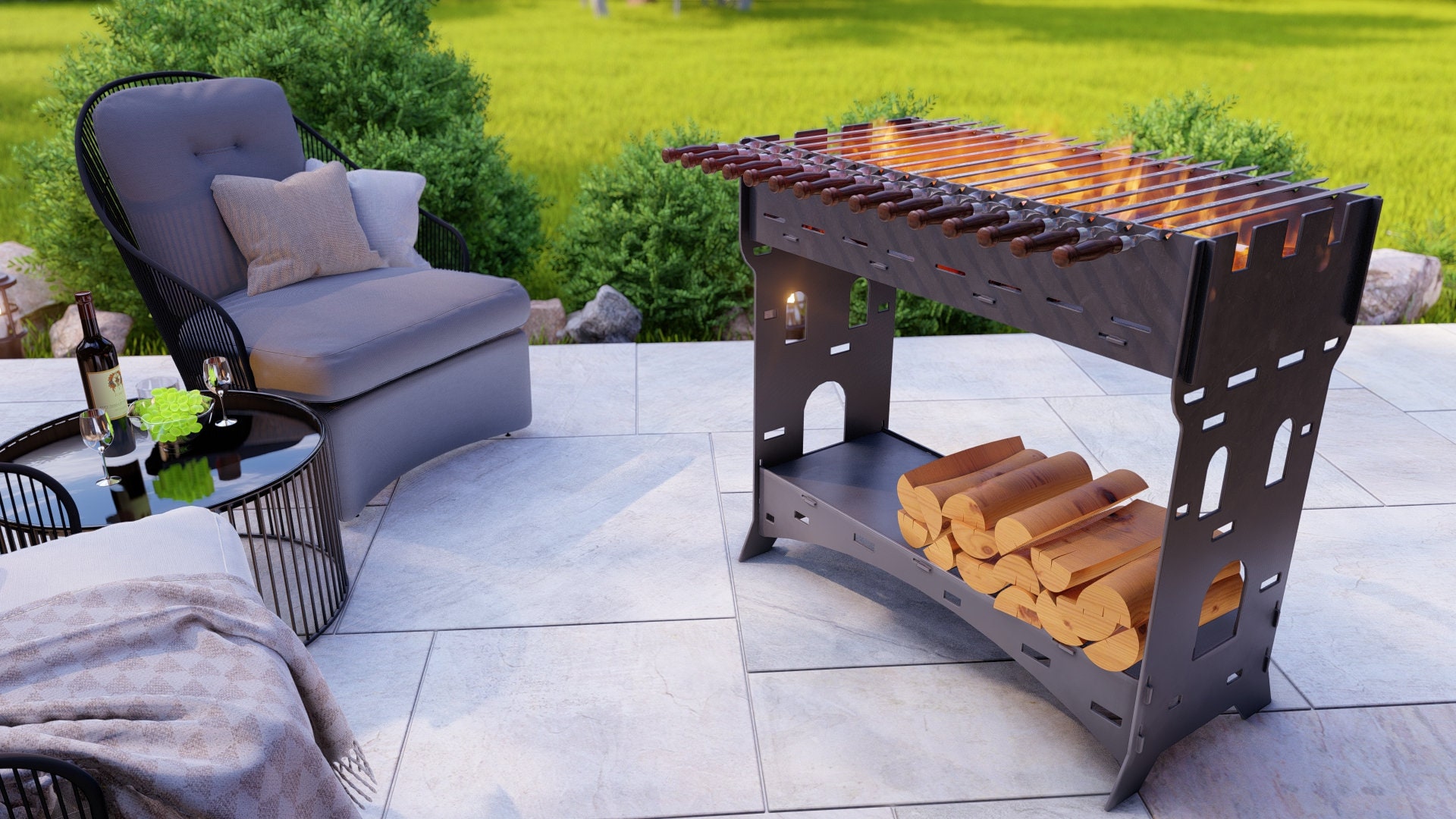 Brazier Tower for Kebab. Digital Product Files DXF, SVG for CNC, Plasma ...