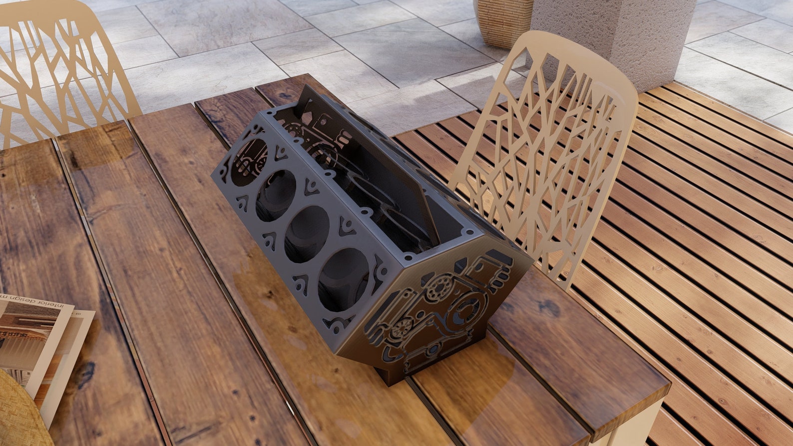 Beer and Soda Holder Engine V8. Digital Product, Files DXF, SVG for CNC ...