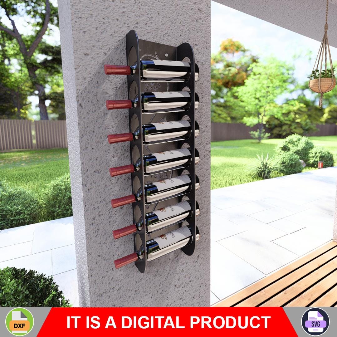 Wall Wine Rack Light. Digital Product, Files DXF, SVG for CNC, Plasma ...