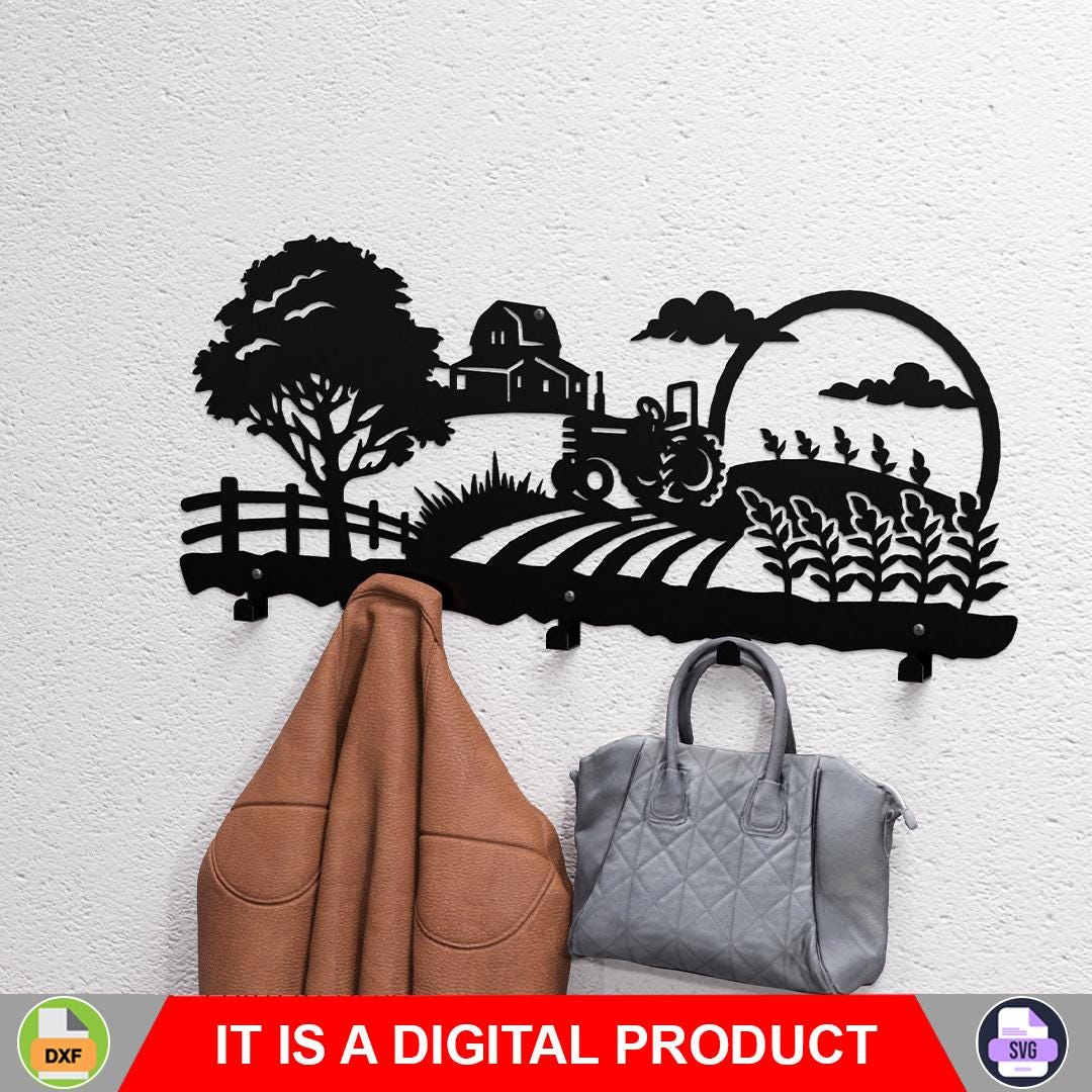 Farm V2 Wall Mount Coat Rack, Digital Product, Files DXF, SVG for CNC ...