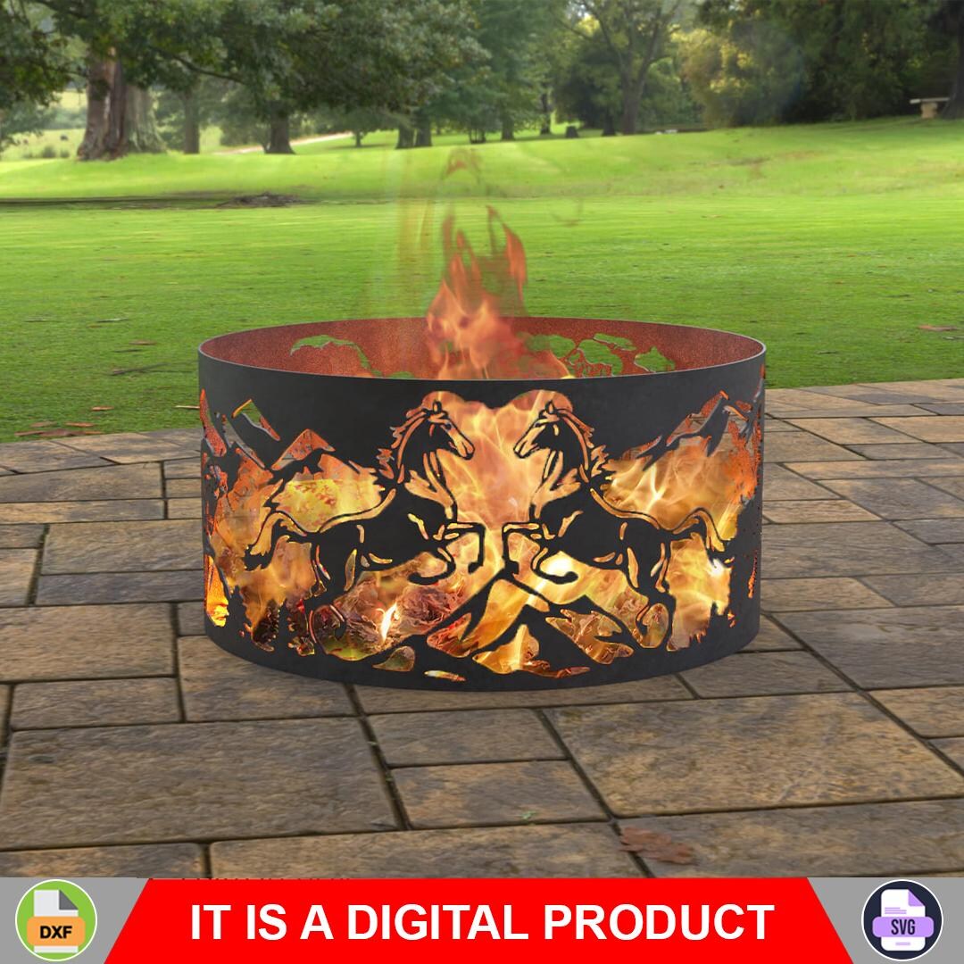 Fire Pit Ring Horses, Digital Product, Files DXF SVG for Cnc, Plasma ...