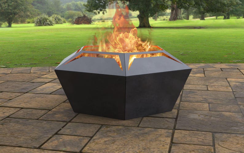 Hexagon With Cutouts Fire Pit, Digital Product, Files DXF, SVG for Cnc ...